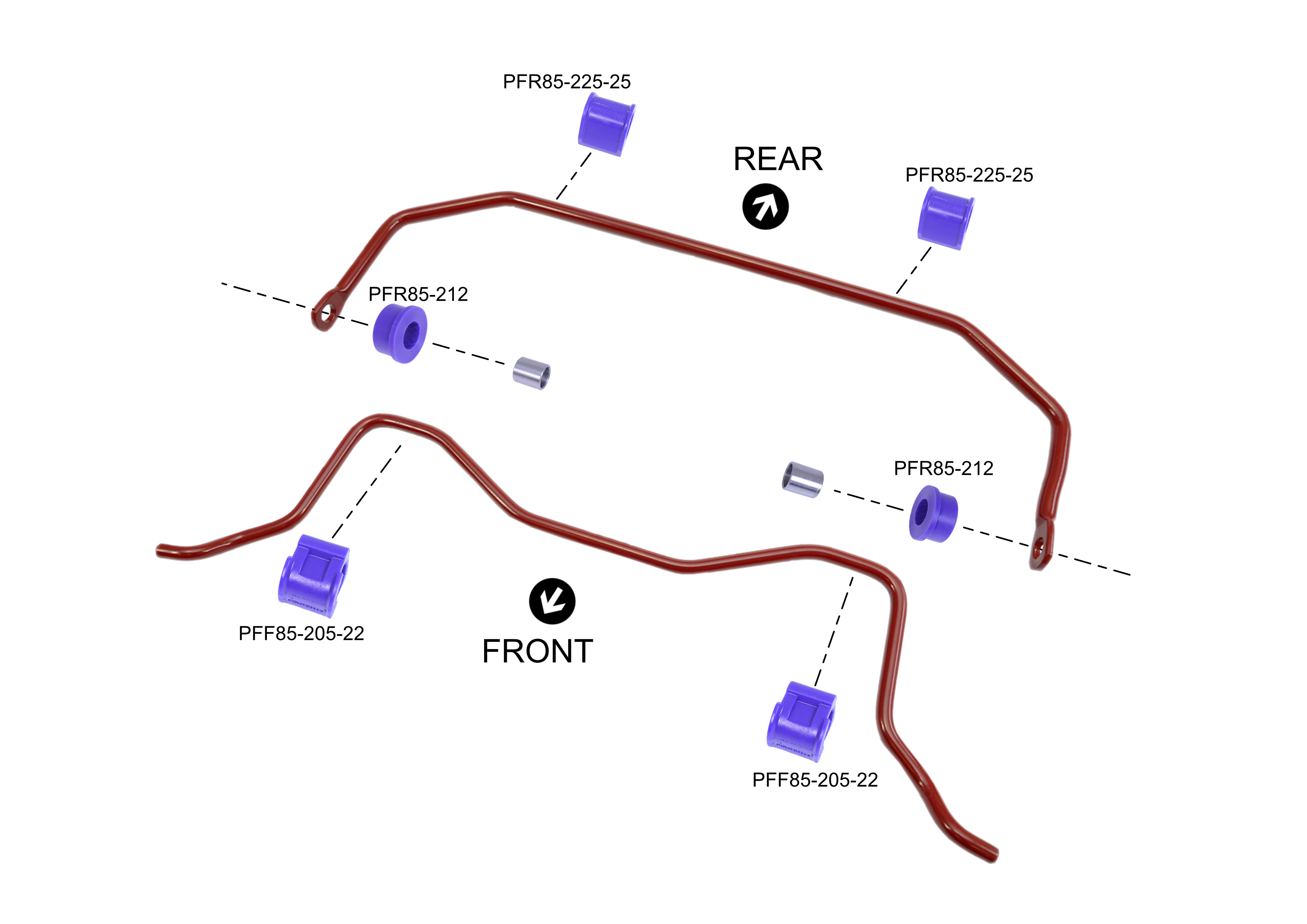 Powerflex - Rear Anti-Roll Bar To Beam Bush Eibach - 2 x PFR85-212BLK